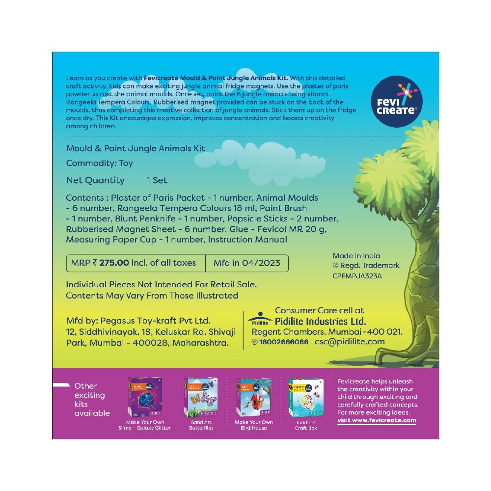 PIDILITE, Art Kit - FEVICREATE | Mould & Paint | JUNGLE ANIMALS ...