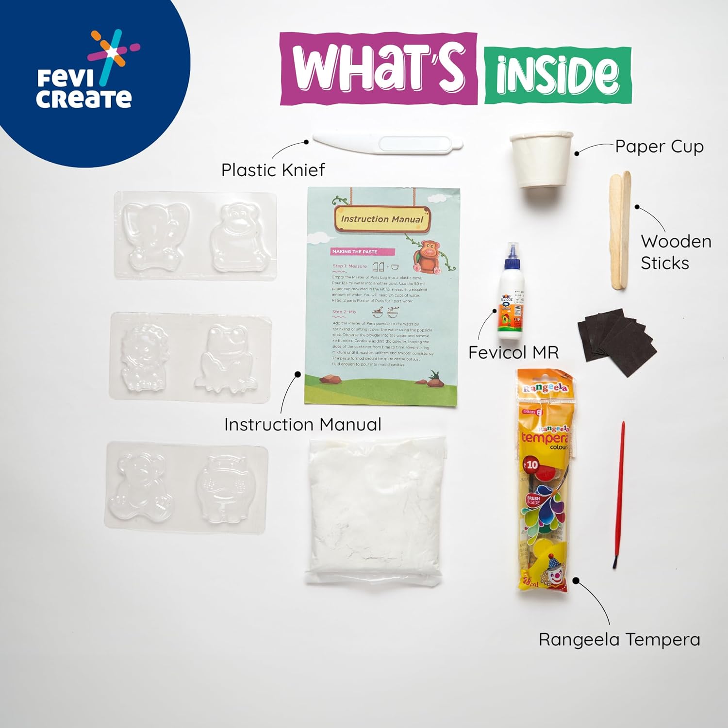 PIDILITE, Art Kit - FEVICREATE | Mould & Paint | JUNGLE ANIMALS ...