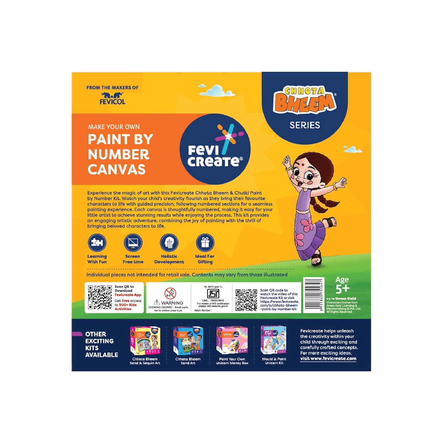 PIDILITE, Art Kit - FEVICREATE | Chhota Bheem Series | PAINT BY NUMBER ...