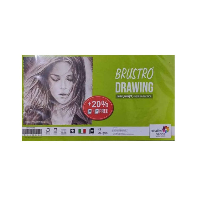BRUSTRO, Drawing Paper - A3 | 10 + 2 Sheets | 200 gsm. – OXFORD stationers