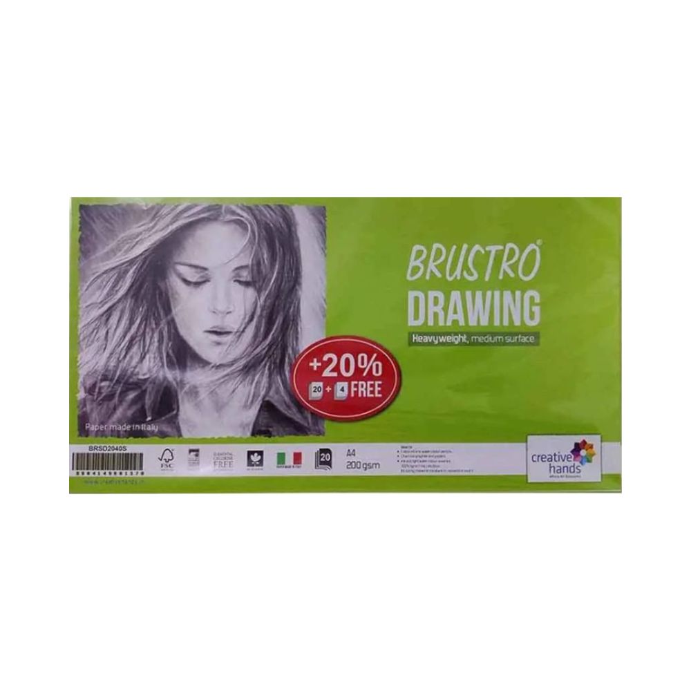 BRUSTRO, Drawing Paper - A4 | 20 + 4 Sheets | 200 gsm. – OXFORD stationers