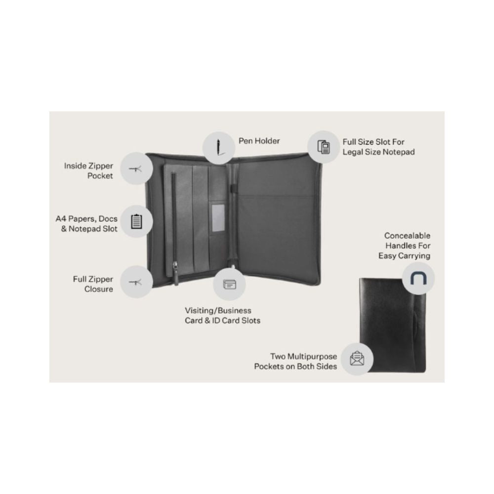 ELAN, Zip Around Folder With Handle | BLACK | A4. – OXFORD stationers
