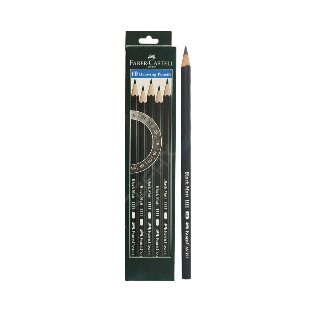 FABER CASTELL, Drawing Pencil - BLACK MATT 1111 | Set of 10. – OXFORD ...