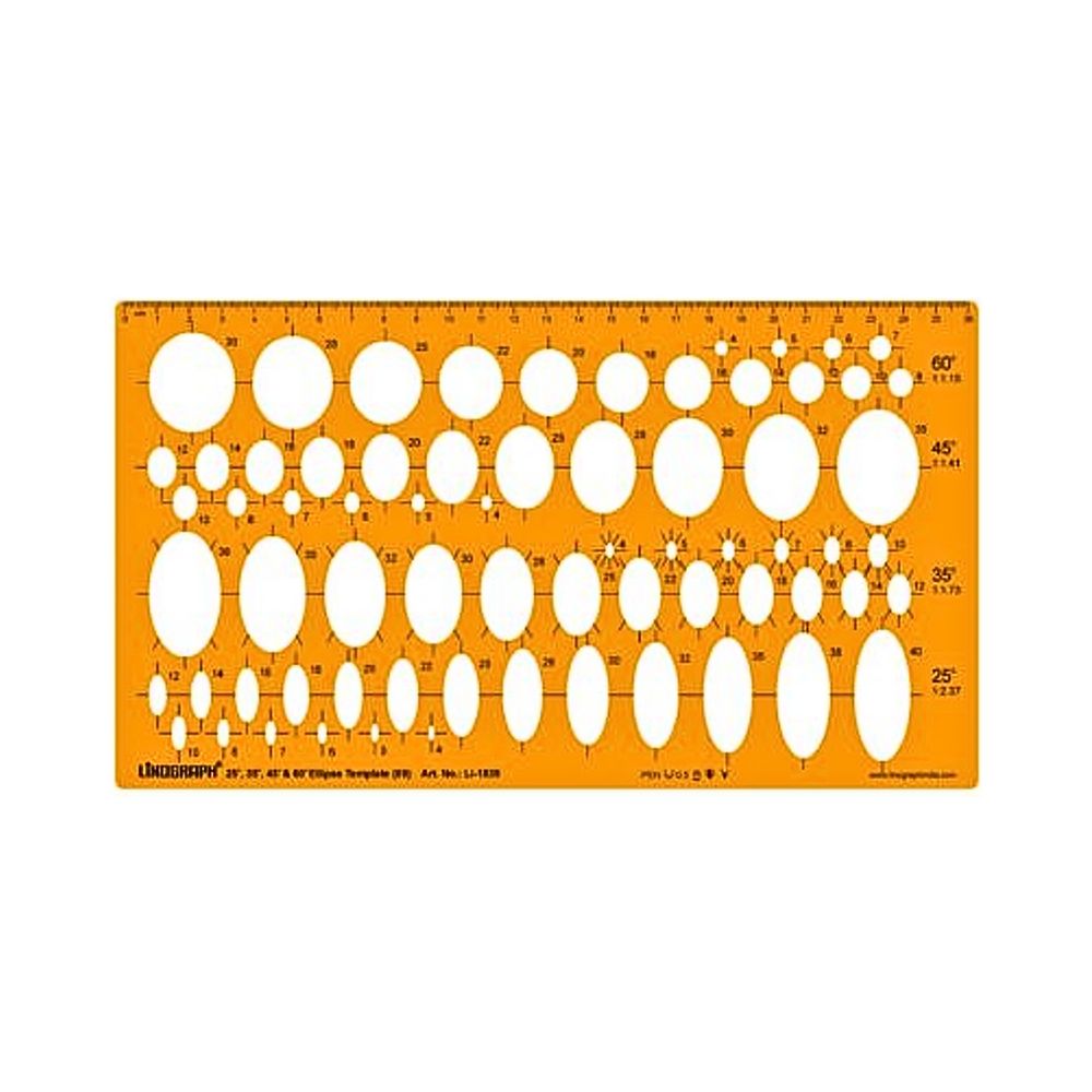 LINOGRAPH, Stencil - 25, 35 ,45 ,60 DEGREE | Ellipse Template. – OXFORD ...