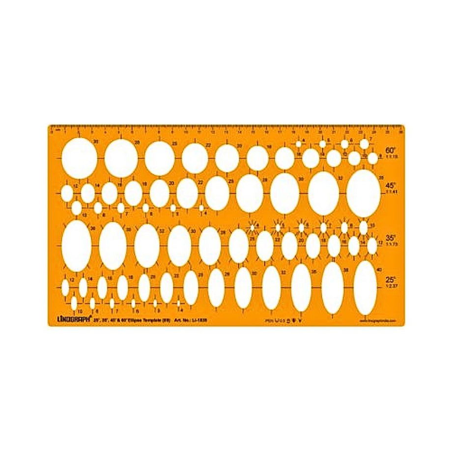 LINOGRAPH, Stencil - 25, 35 ,45 ,60 DEGREE | Ellipse Template. – OXFORD ...