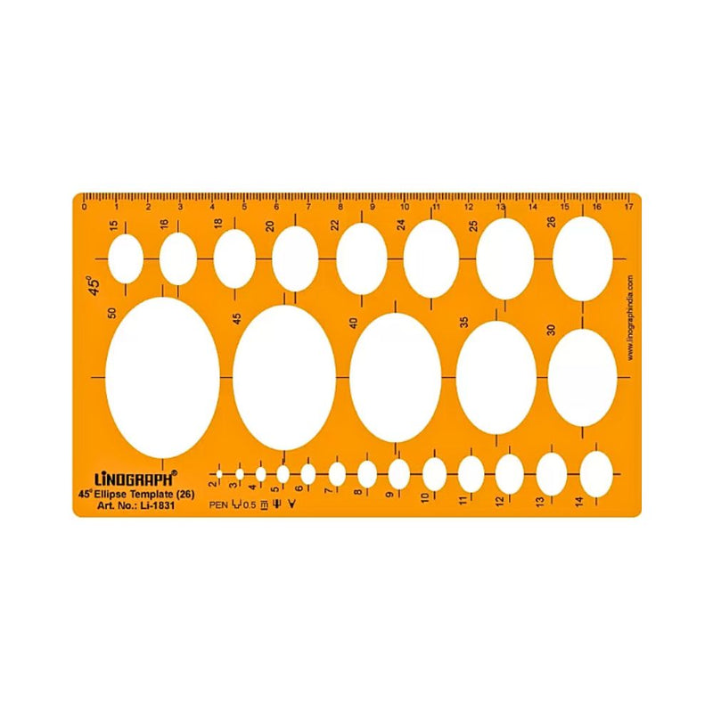 LINOGRAPH, Stencil - 45 DEGREE | 26 Ellipse Template. – OXFORD stationers