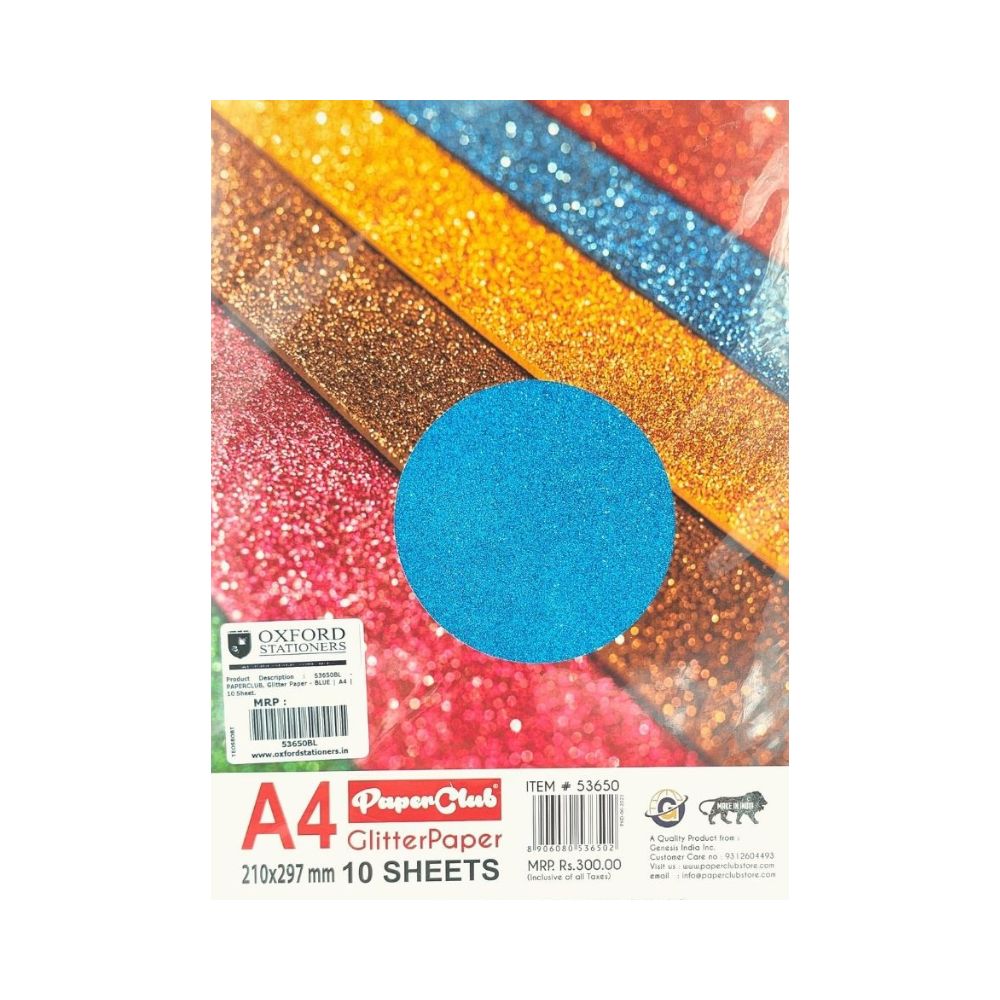PAPERCLUB, Glitter Paper - BLUE | A4 | 10 Sheet. – OXFORD stationers