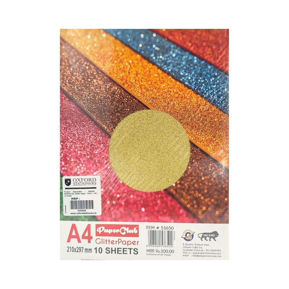 PAPERCLUB, Glitter Paper - GOLD | A4 | 10 Sheet. – OXFORD stationers