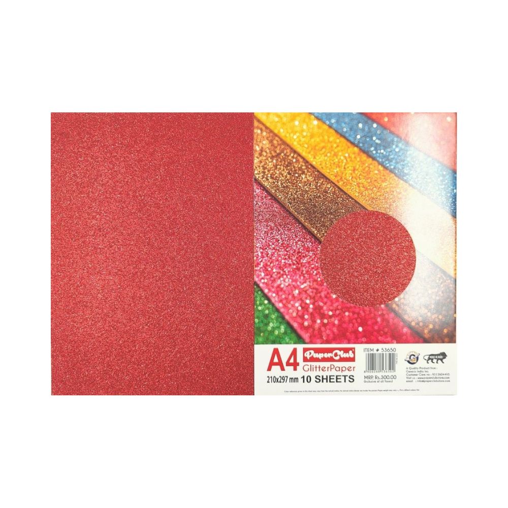 PAPERCLUB, Glitter Paper - RED | A4 | 10 Sheet. – OXFORD stationers