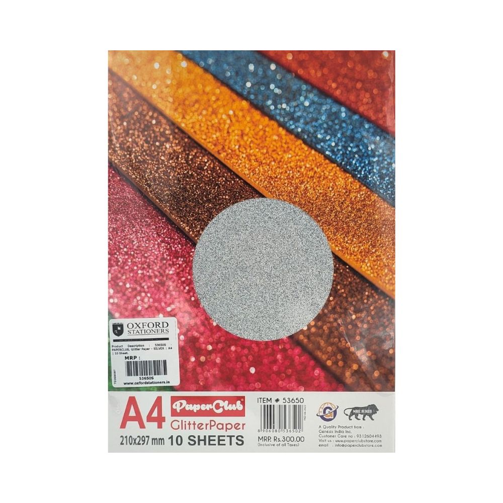 PAPERCLUB, Glitter Paper - SILVER | A4 | 10 Sheet. – OXFORD stationers