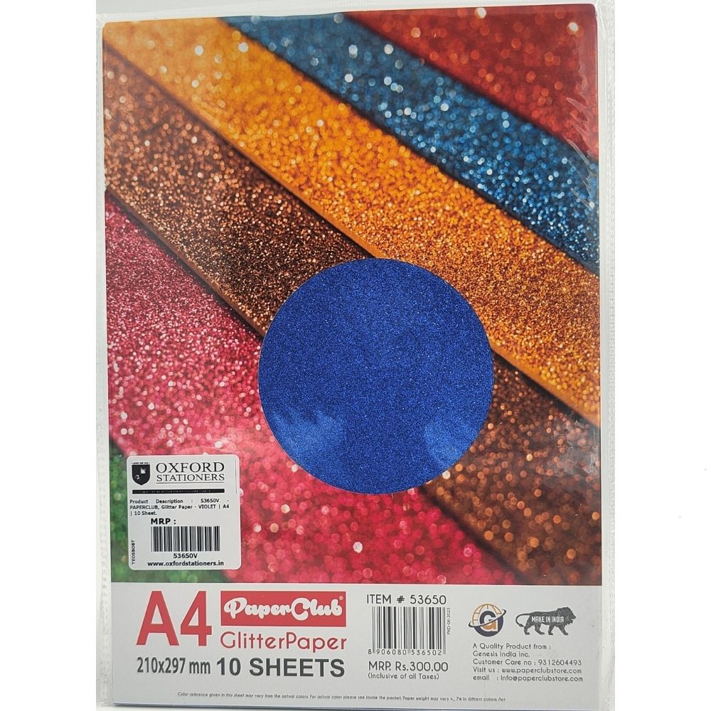 PAPERCLUB, Glitter Paper - VIOLET | A4 | 10 Sheet. – OXFORD stationers