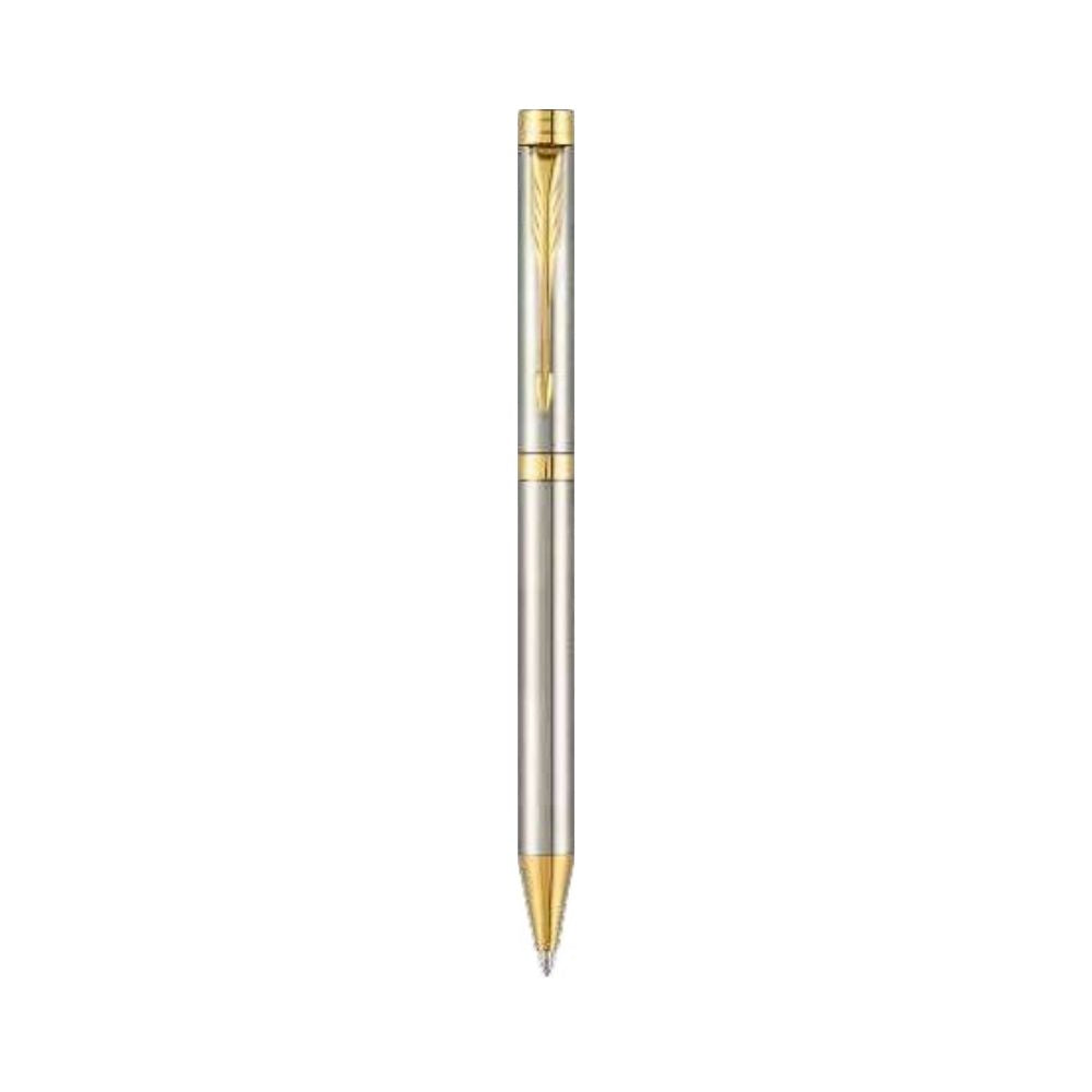 PARKER, Ballpoint Pen - FOLIO Stainless Steel | Gold Trim | Fine ...