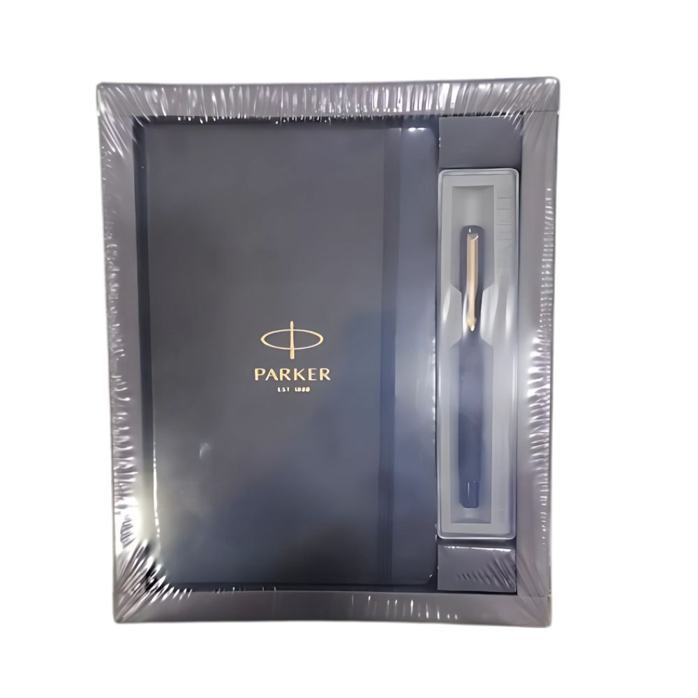 PARKER, Gift Set - VECTOR | Matte Black Gold Trim Rollerball Pen + Not ...