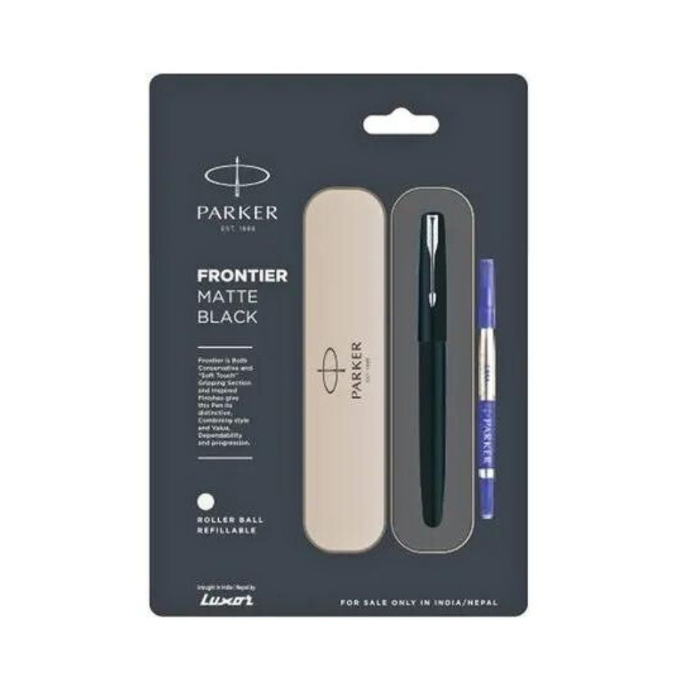 PARKER, Rollerball Pen - FRONTIER Matte Black | Chrome Trim | Ultra Fi ...