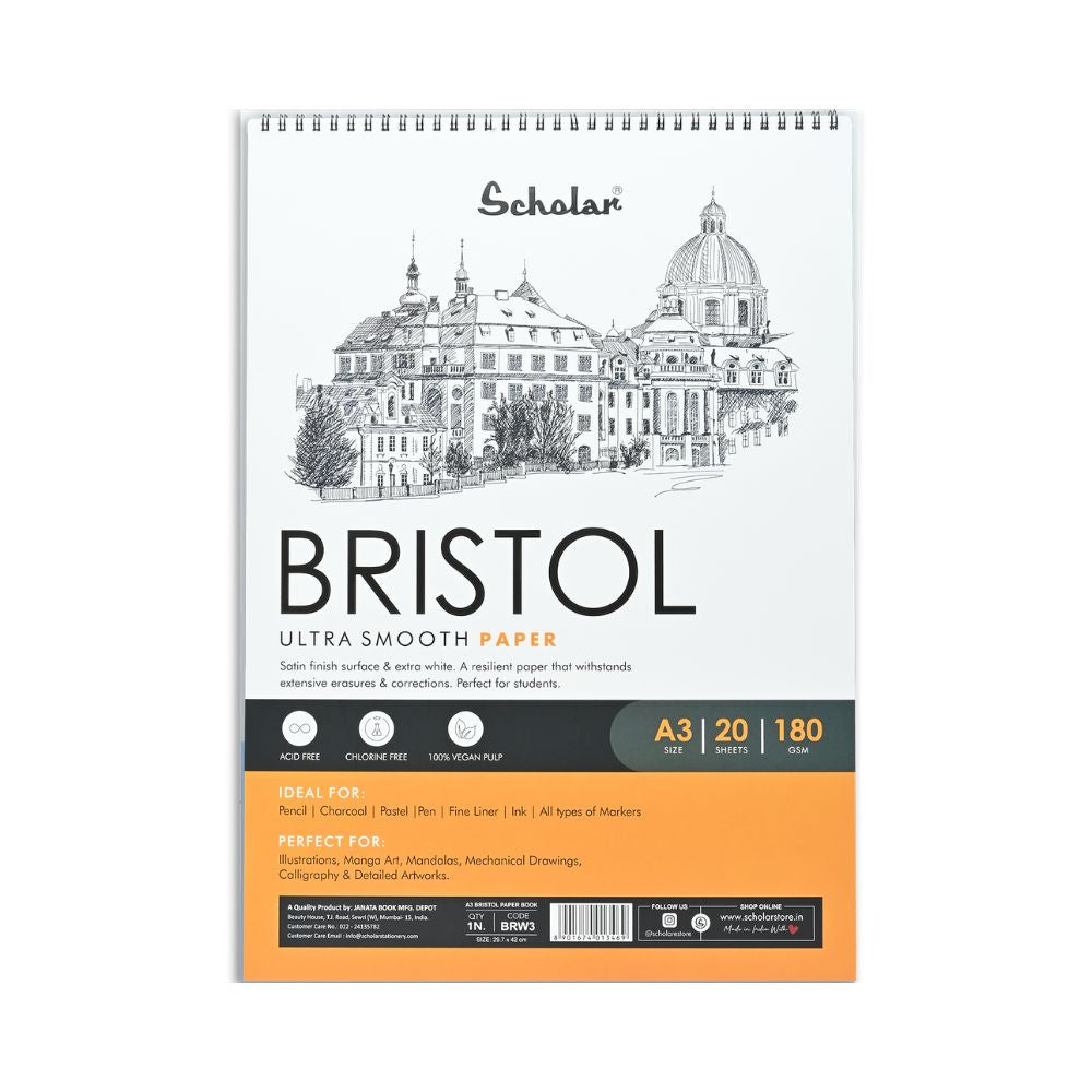 SCHOLAR, Bristol Paper Pad | 20 Sheets | 180 gsm. – OXFORD stationers