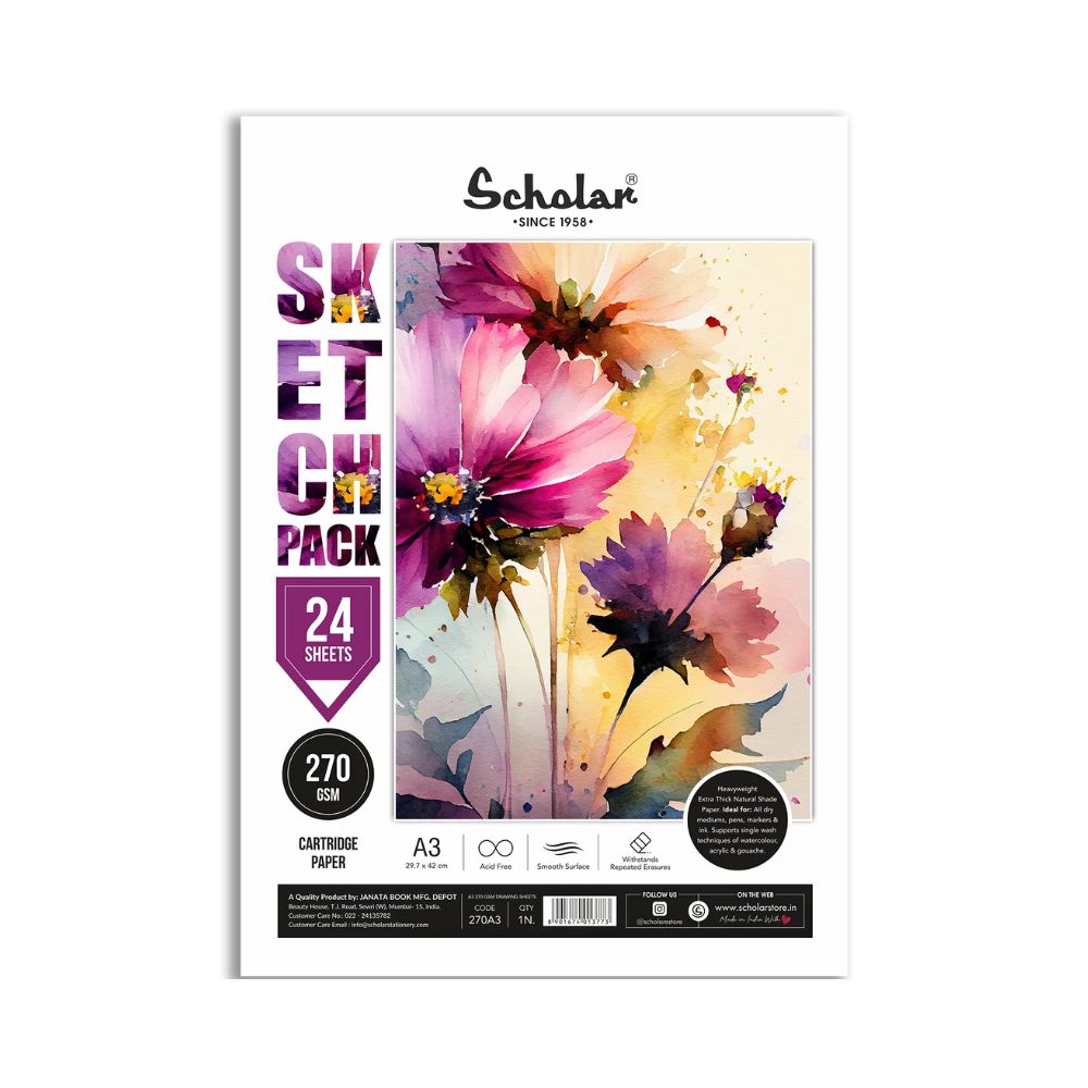 SCHOLAR, Drawing Sheets - Sketch Pack | 24 Sheets | 270 gsm. – OXFORD ...