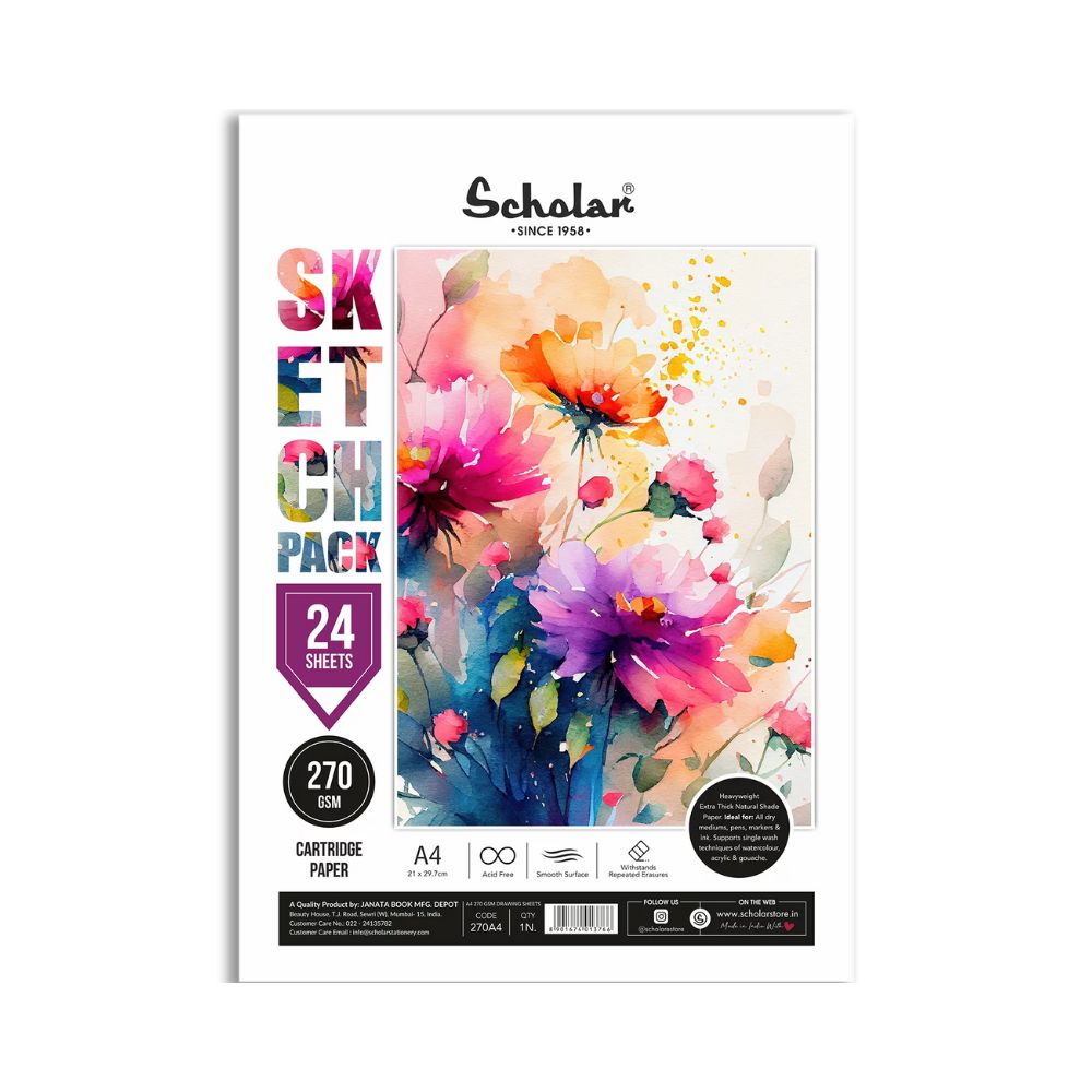 SCHOLAR, Drawing Sheets - Sketch Pack | 24 Sheets | 270 gsm. – OXFORD ...