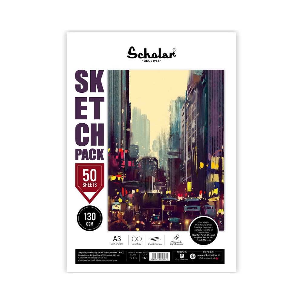 SCHOLAR, Drawing Sheets - Sketch Pack | 50 Sheets | 130 gsm. – OXFORD ...