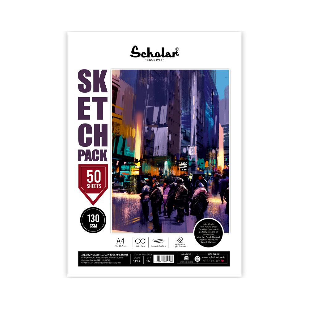 SCHOLAR, Drawing Sheets - Sketch Pack | 50 Sheets | 130 gsm. – OXFORD ...