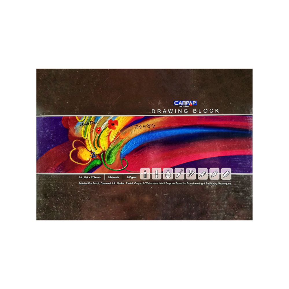 CAMPAP, Drawing Block - B4 | 20 Sheet | 200 gsm. – OXFORD stationers